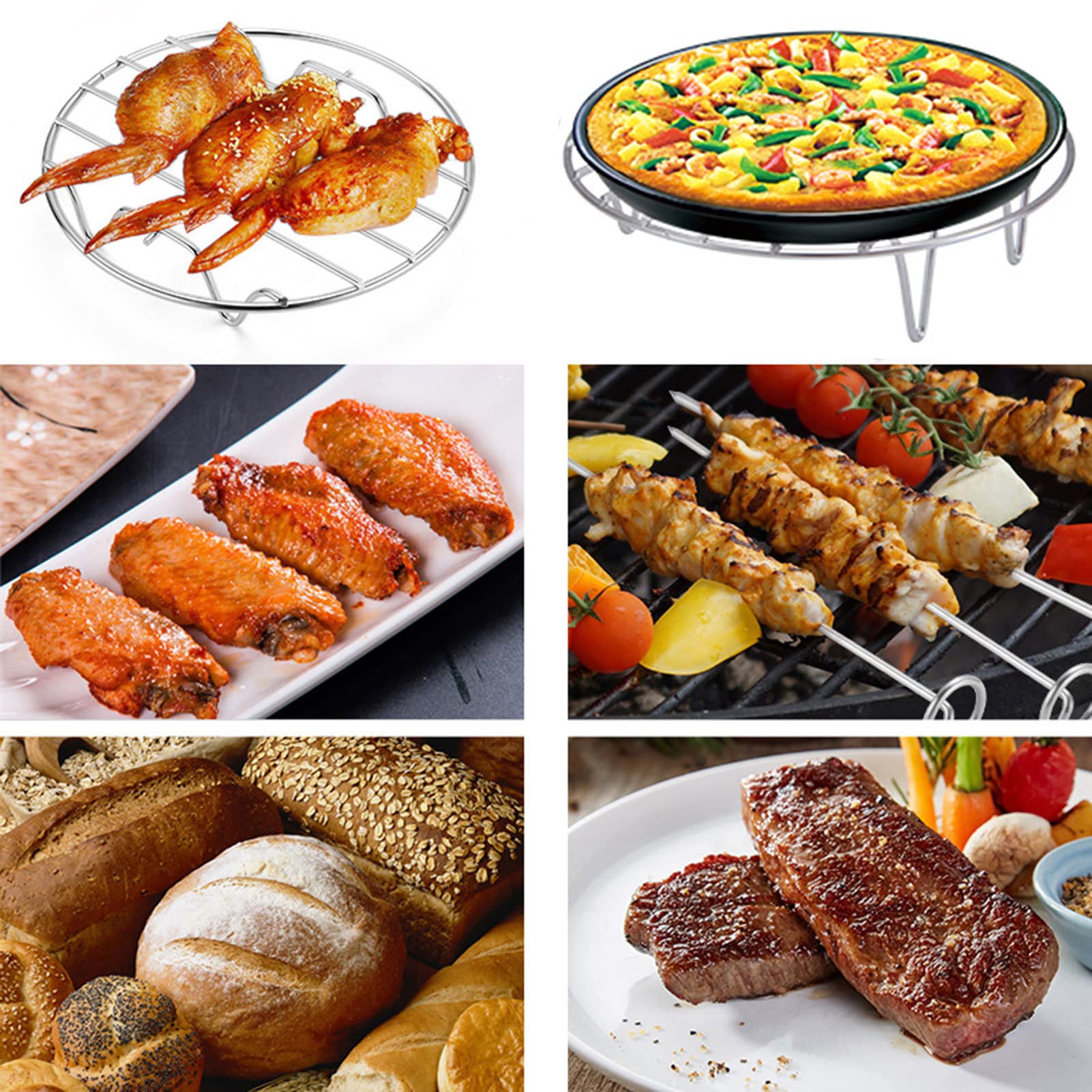 Round Rack for Cooking, Multi-Purpose Accessories Cooking Rack | Multi-Purpose Cooling Rack Stand Grill Fir for Steamer, Fryer, Stockpot