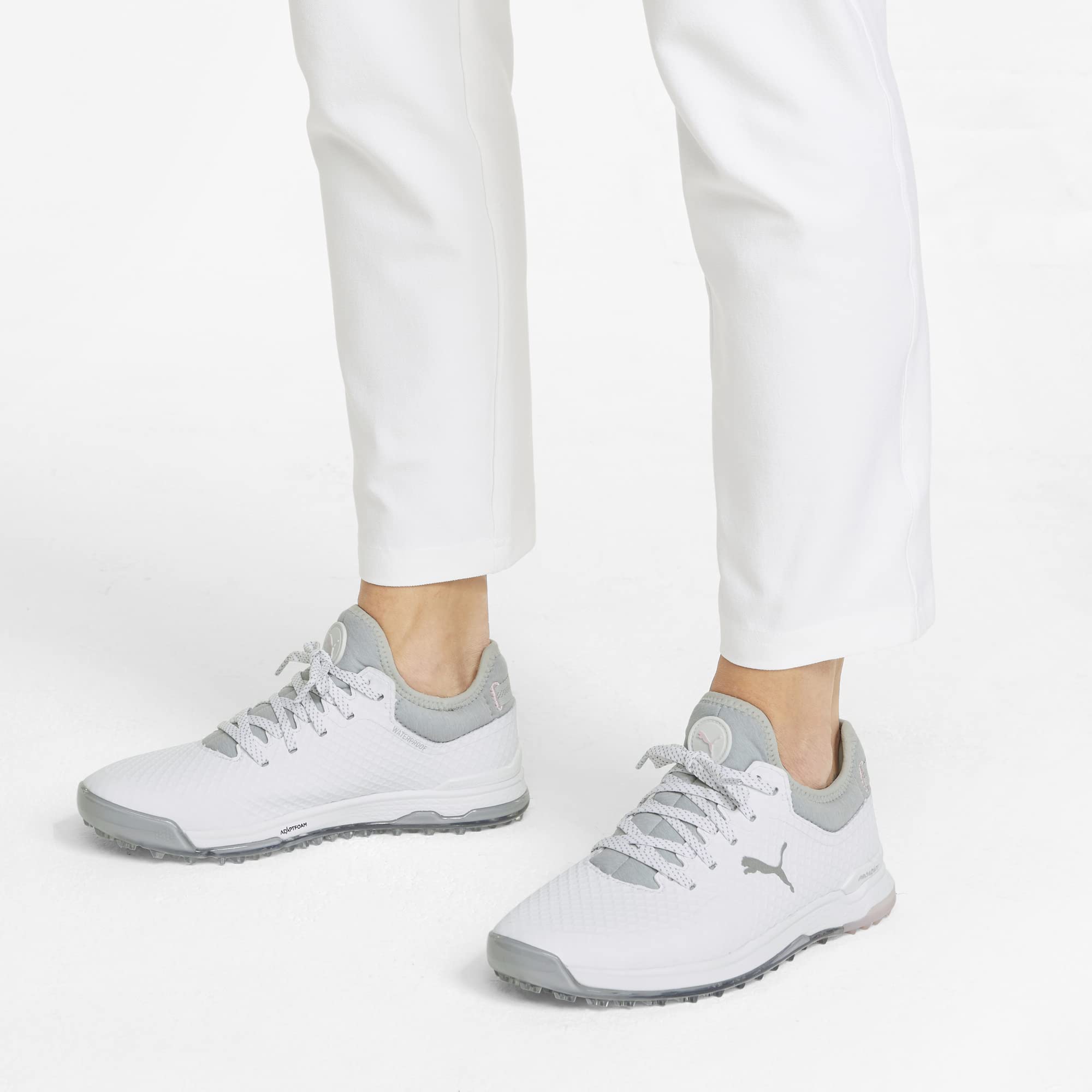 Puma Golf Women's Proadapt Alphacat Golf Shoe, Puma White/Puma Silver/Pink Lady, 7.5