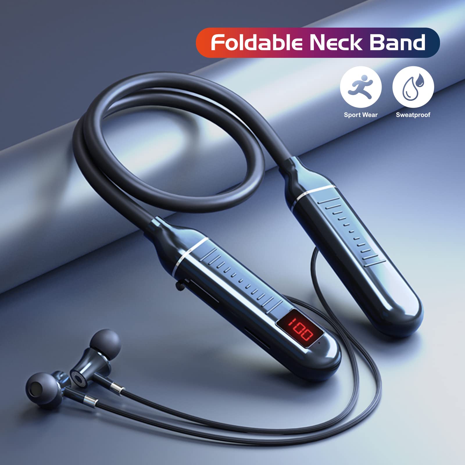 Long Battery Life neckband bluetooth headphones, X8 (150H Playtime) & X6 (100H Playtime),LED Power Display,in Ear Wireless Headset with Noise Cancelling Microphone, USB-C Fast Charging Stereo Earbuds