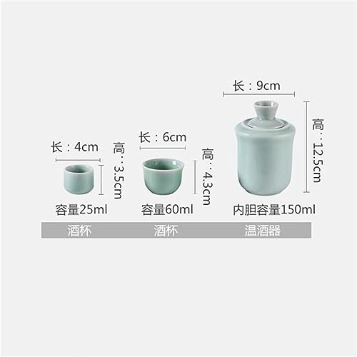 MMLLZEL Yellow Wine White Wine Glass Hot Warm Wine Pot Warm Wine Ware Household Ceramic Chinese Antique Wine Set