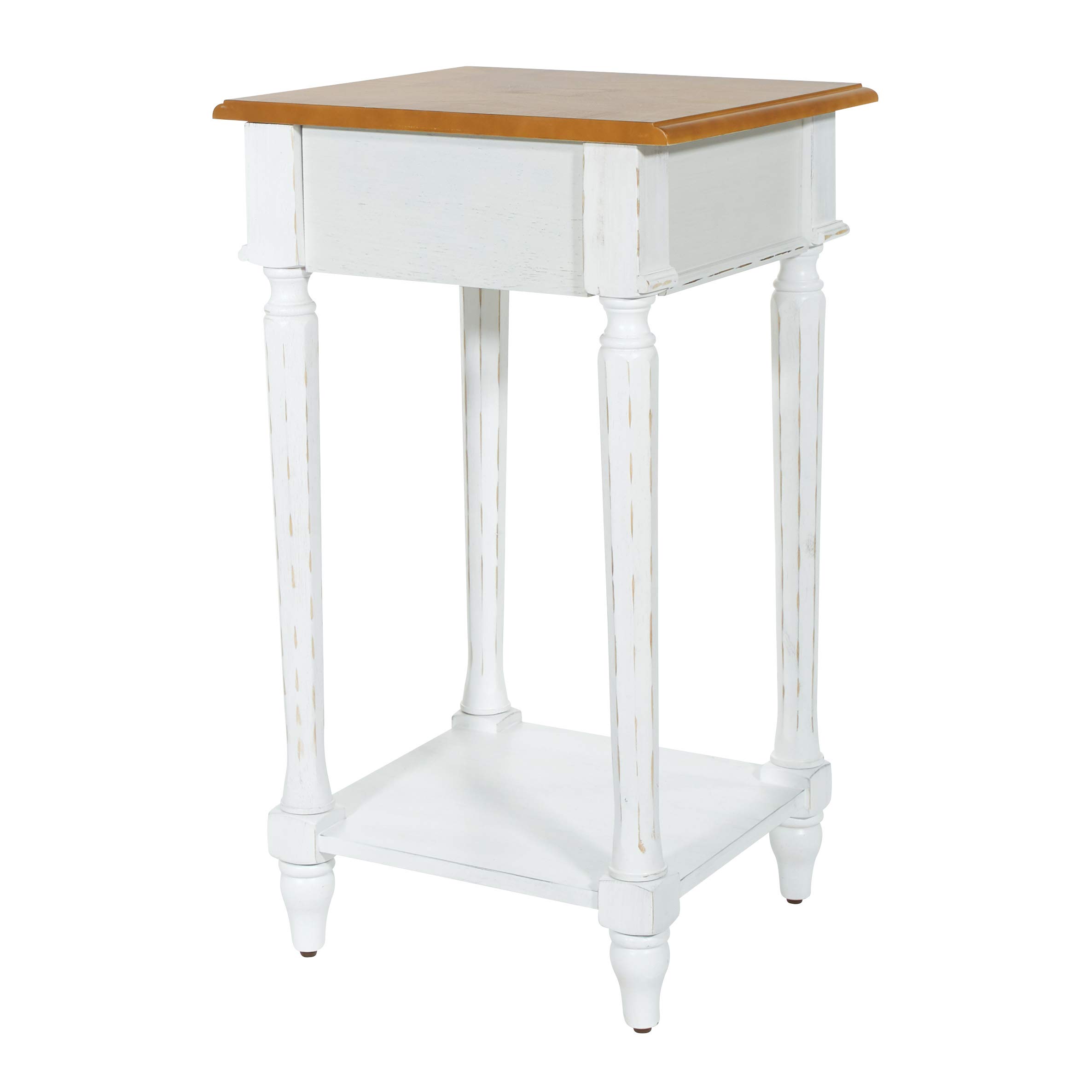 OSP Home Furnishings Medford Side Table in Distressed White Finish