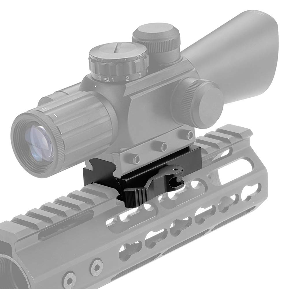 LONSEL Picatinny Riser Mount, Low Profile Rail Riser Mounts Adaptor with QD Lever Lock Quick Release & 5 Slots Picatinny Rails for Scope Rings Optics Sights, 1/2" H x 2.5''L (1 Pack)