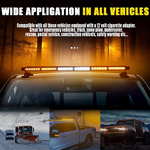 NO. 32 38.5" 78 LED Emergency Strobe Light Bar Double Side Flashing High Intensity Emergency Hazard Warning Flash Strobe Light with Magnetic Base for Safety Construction Vehicles Tow Trucks
