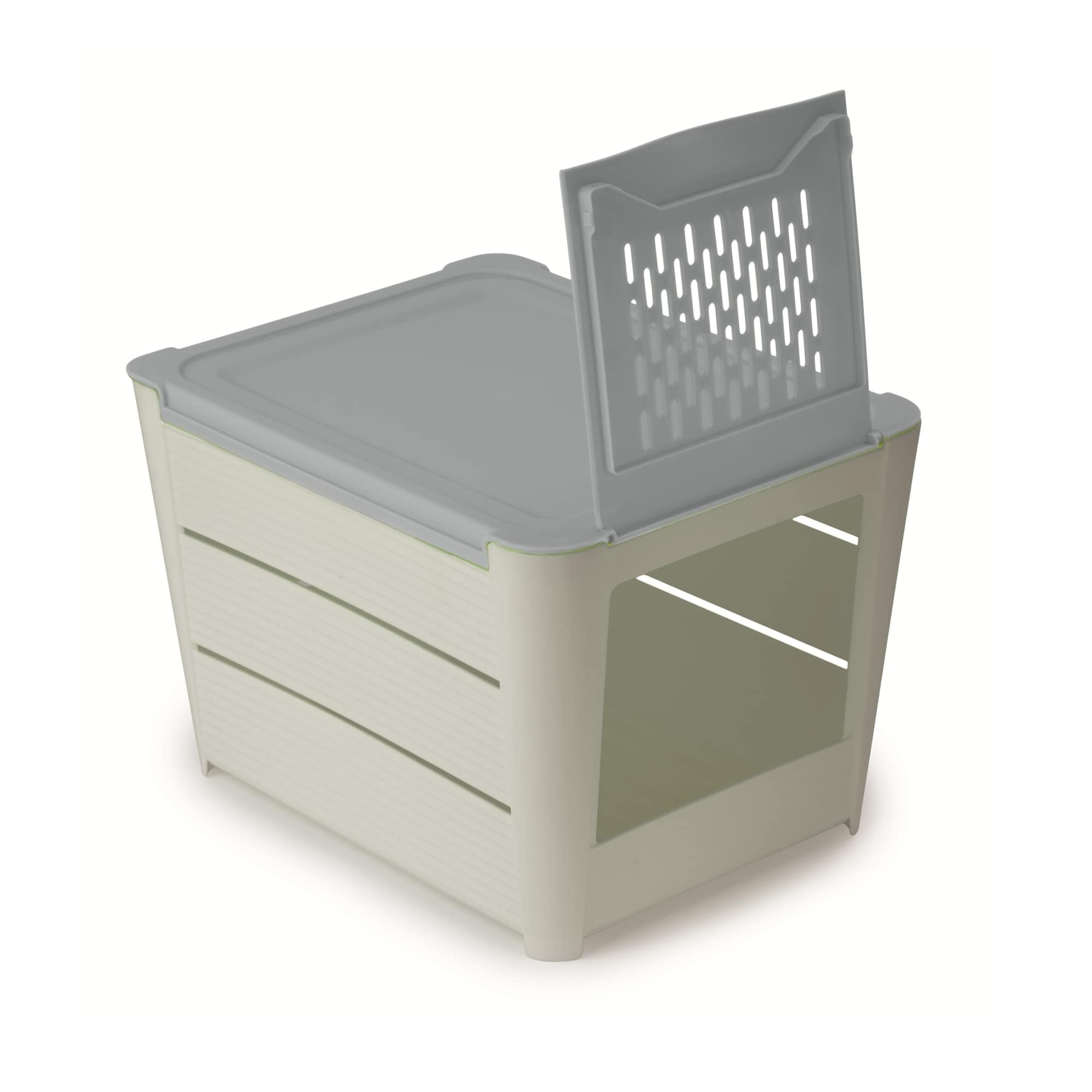 Snips Potato, Onion and Vegetable Keeper Food Storage Container, 10.2" x 7.87" x6.89", White/Gray