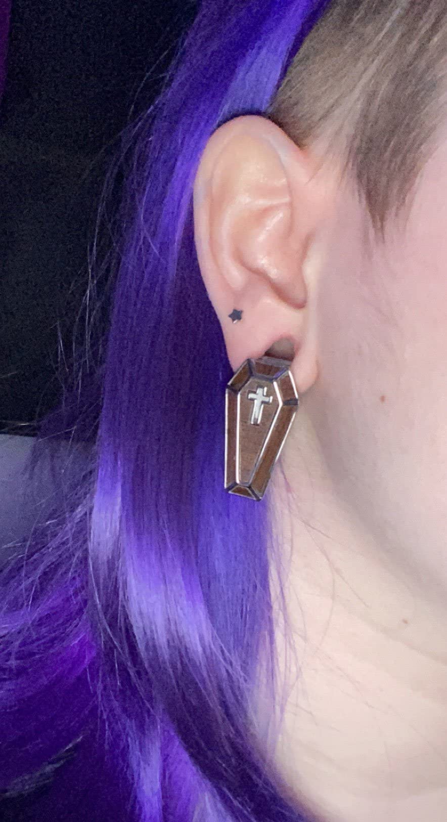 PUNKYOUTH Pair Of Coffin Hollow Cross Ear Weights Hanger For Stretched Ears 9/16" 14mm Plugs Tunnels Dangle Guage Piercings