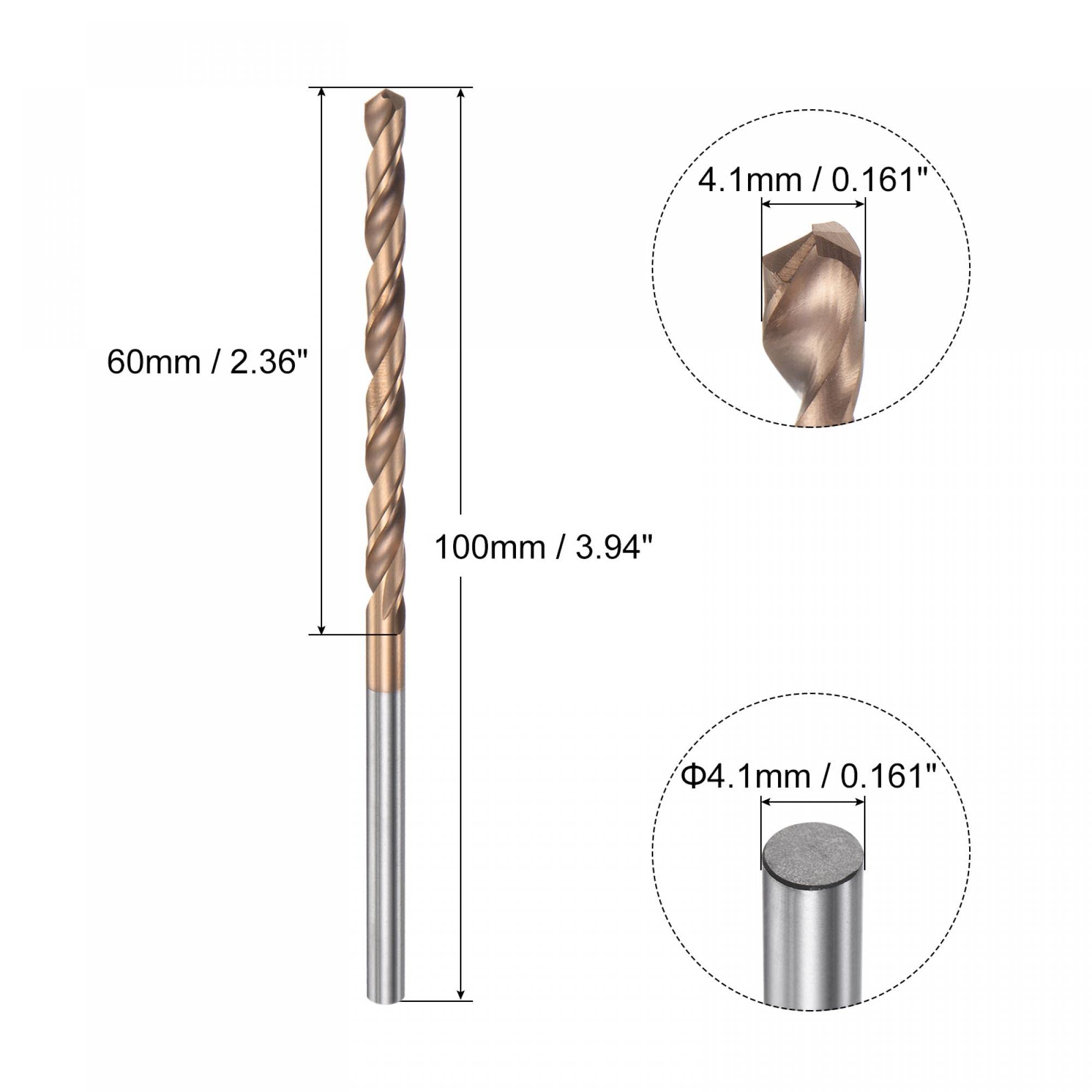 uxcell Twist Drill Bit, 4.1mm Jobber Drill Bit Nanoscale Titanium Coated K35 Tungsten Carbide Straight Shank 100mm Length for Drilling Stainless Steel Alloy Steel