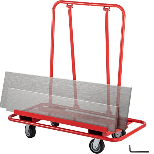 VEVOR Drywall Cart, 45.3"L Ć 21.7"W Ć 31.5"H Drywall Sheet Carts with 2200 LBS/1 Ton Load Capacity, Heavy Duty Plasterboard Trolley w/ Four 5" Wheels, Service Dolly for Handling Sheetrock Sheet Panel