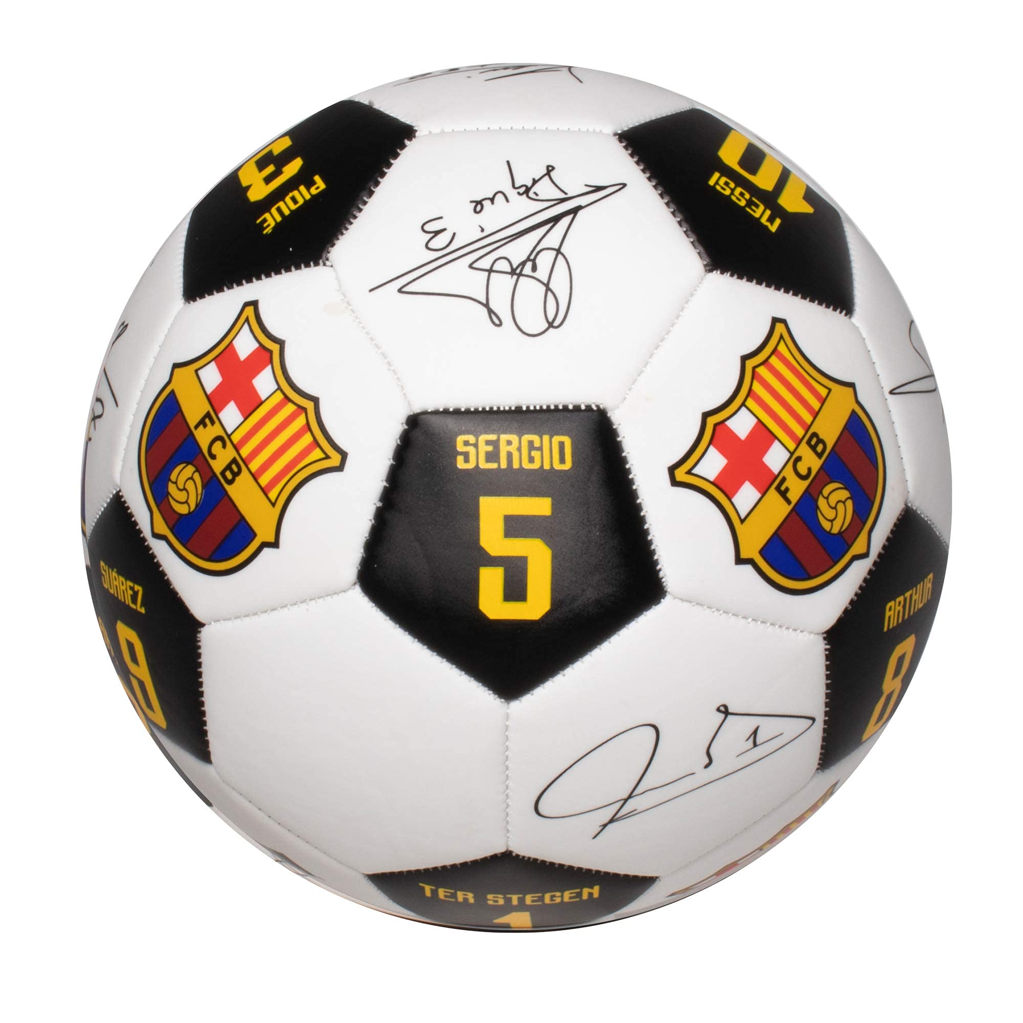 Maccabi Official FC Barcelona Soccer Ball with Player Signatures and Player Numbers, Size 5