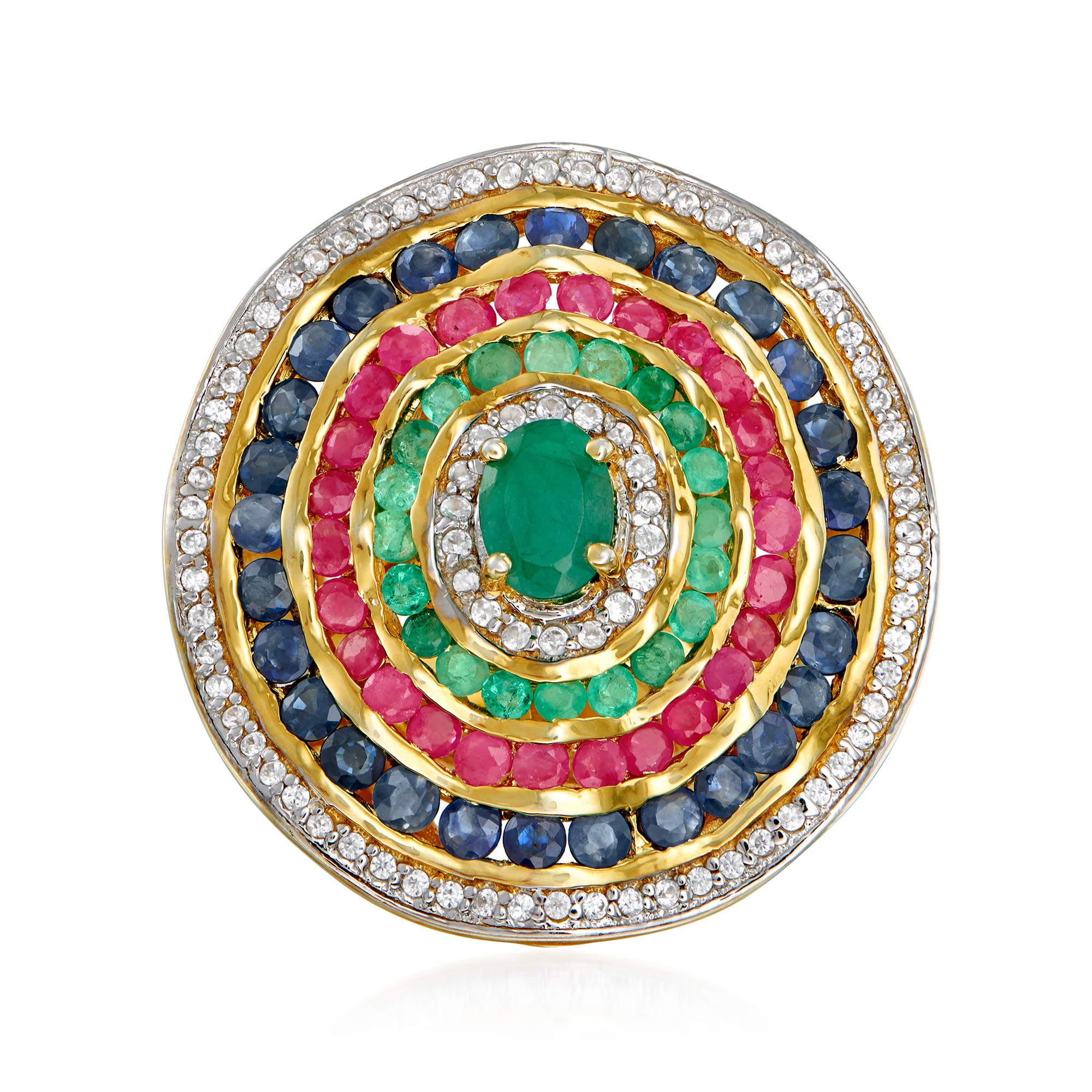 Ross-Simons 2.80 ct. t.w. Multi-Gemstone Circle Ring in 18kt Gold Over Sterling. Size 7