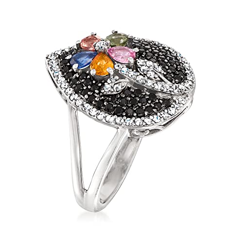 Ross-Simons 2.80 ct. t.w. Multi-Gemstone Flower Ring in Sterling Silver. Size 7