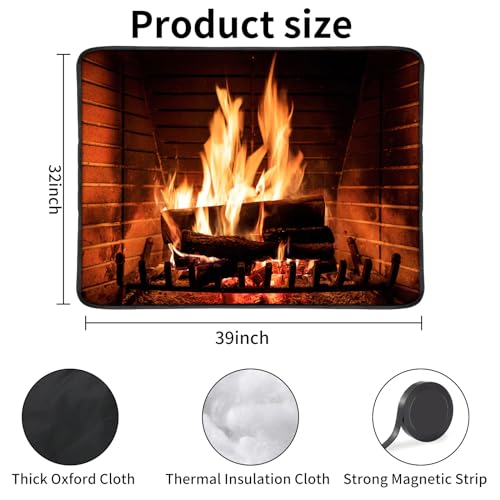 MOCOOS Magnetic Fireplace Cover, Fireplace Blocker Blanket Stops Heat Loss, Christmas Fireplace Covers Decorative, Hot & Cold Air Blocker, Fireplace Draft Stopper Save Energy, 39" W x 32" H