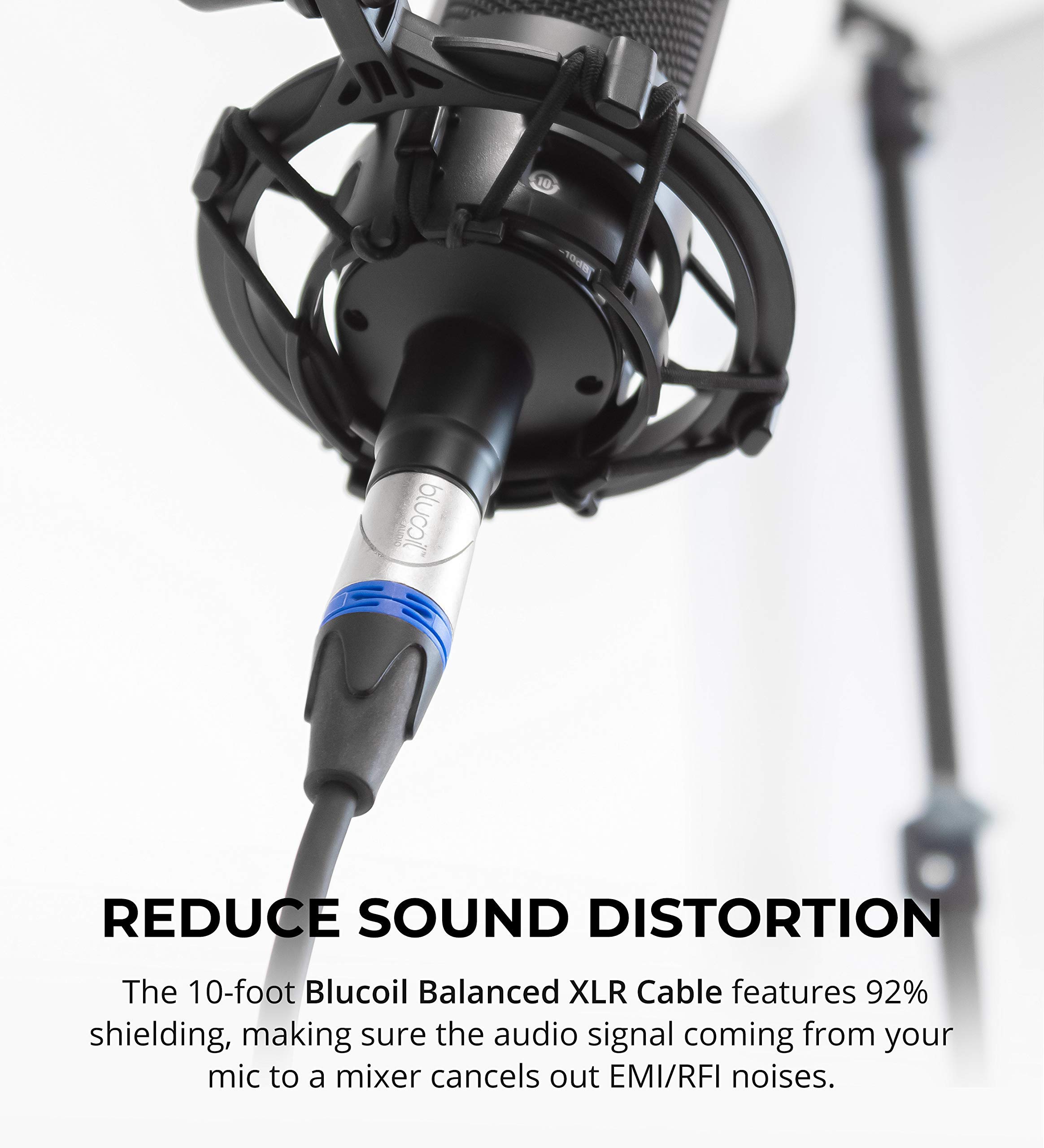 MXL 990 Cardioid Condenser Microphones for Vocal and Acoustic Instrument Recording (2-Pack, Champagne) Bundle with Blucoil 10-FT Balanced XLR Cables (2-Pack)