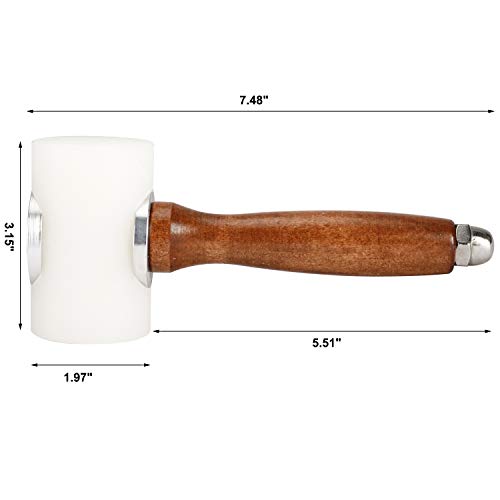 YaeTek DIY Leathercraft Wooden Mallet Leather Carving Hammer Wood Handle Nylon Hammer T Head