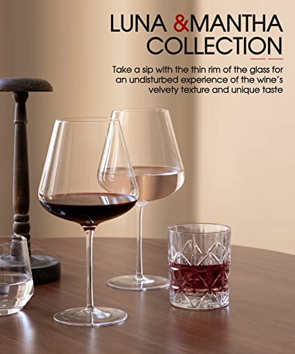 ROVSYA Red Wine Glasses Set of 4-28oz Large Wine Glasses Hand Blown Crystal-Clearer,Lighter for Wine Tasting, Gift Packaging for Wedding, Anniversary, Father's Day, Birthday