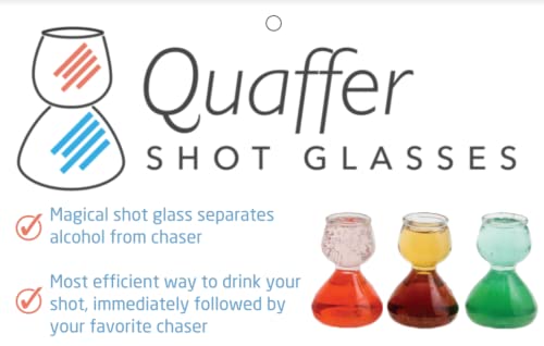 QUAFFER Double Bubble Layered Shot Glass Plus Recipe Card β Chaser Shot Glass Jigger for Smooth Tasty Shots β Fun Unique Split Shot Glasses Barware (1.25oz Top & 2.25oz Bottom, Set of 2)