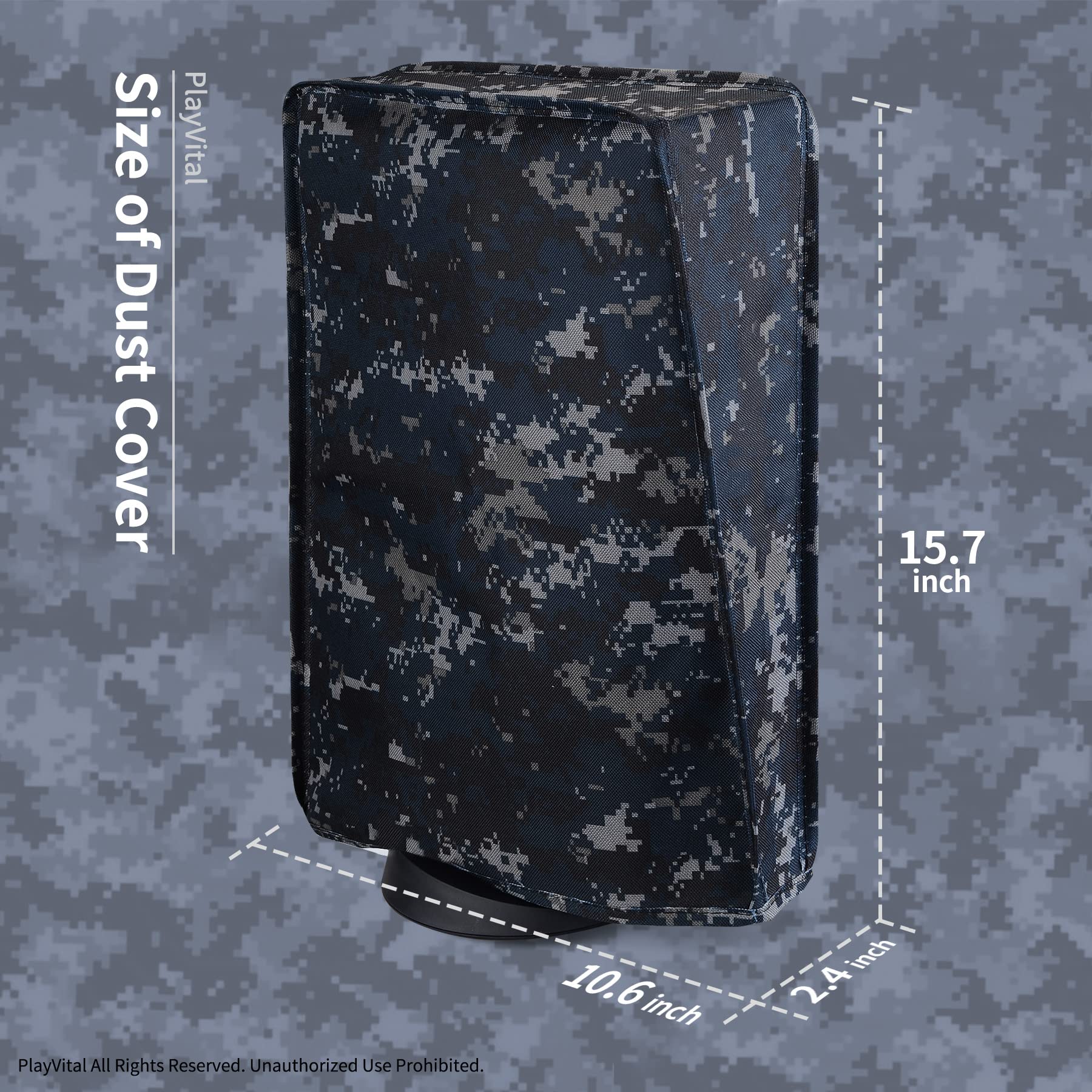 PlayVital Nylon Dust Cover for ps5, Soft Neat Lining Dust Guard for ps5 Console, Anti Scratch Waterproof Cover Sleeve for ps5 Digital Edition & Disc Edition - Urban Digital Camo