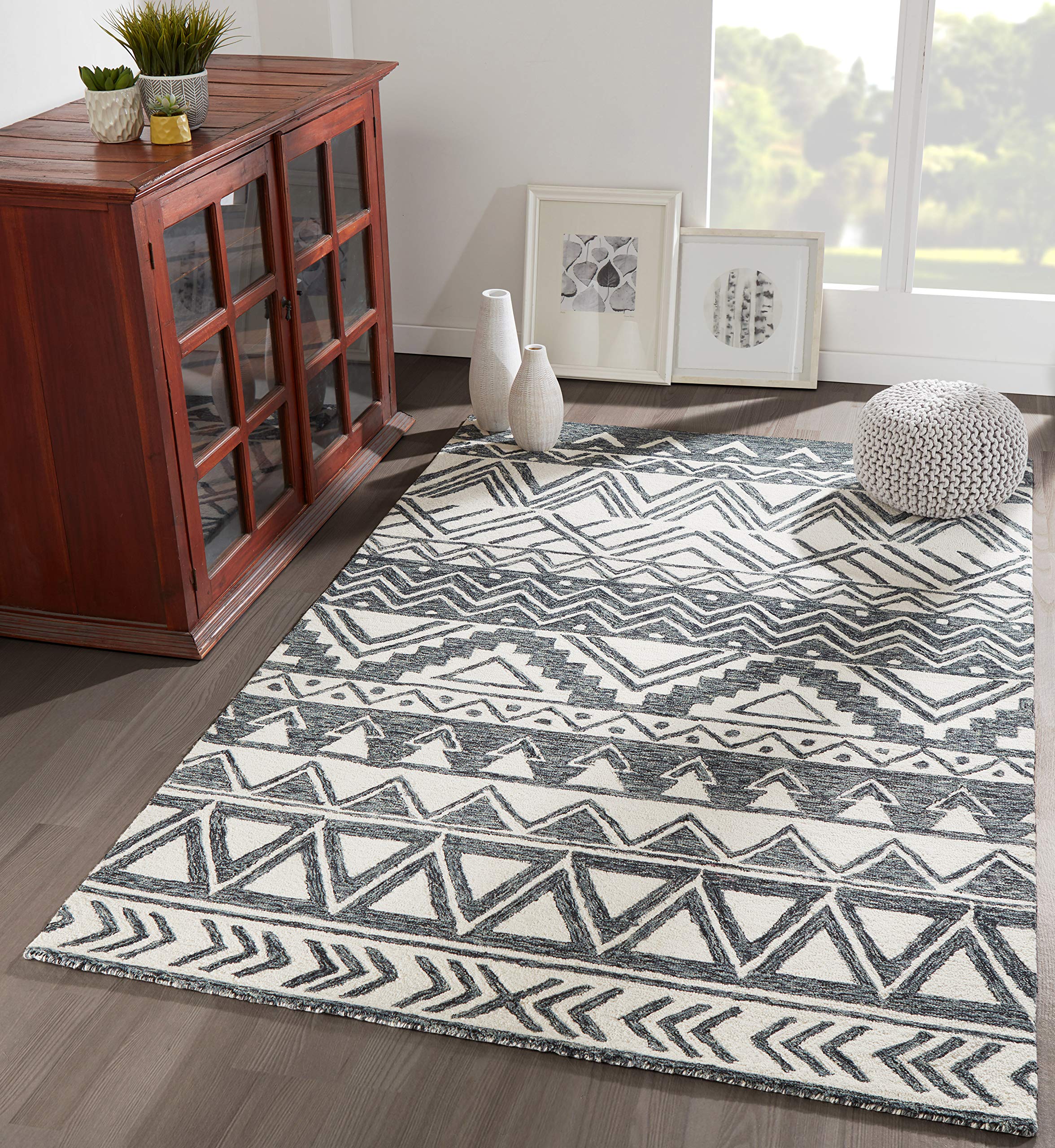 Momeni Mallorca Charcoal Area Rug Area Rug, 2' x 8' Runner Rug for Living Room, Dining Room, Bedroom, Hallways, and Kitchen