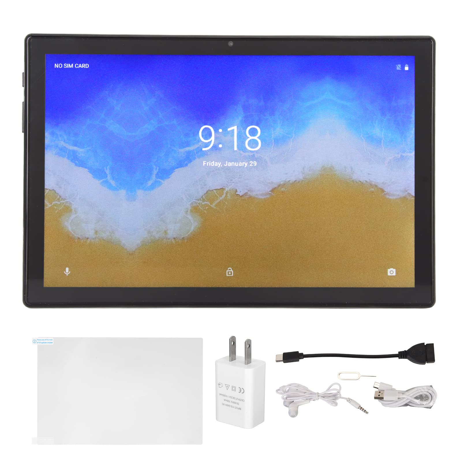 Pssopp HD Tablet, Gaming Tablet US Plug 100‑240V 8800mAh Battery Dual Camera 6GB RAM 64GB ROM (Iron Gray)