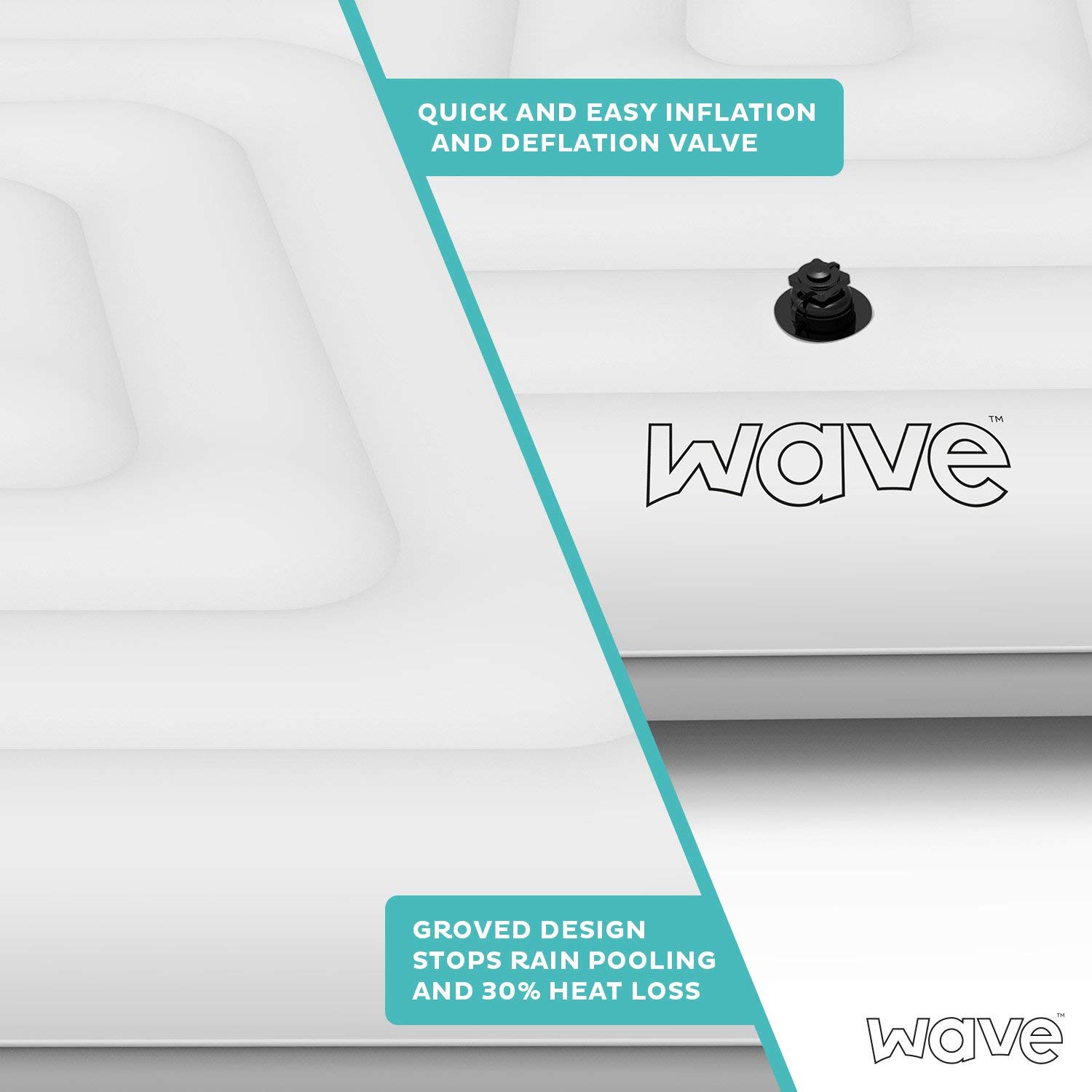 Wave Spa Inflatable Hot Tub Cover for Square 4 Person Hot Tub, Energy Saving, Thermal Efficient, Protective Rain Overflow Cover