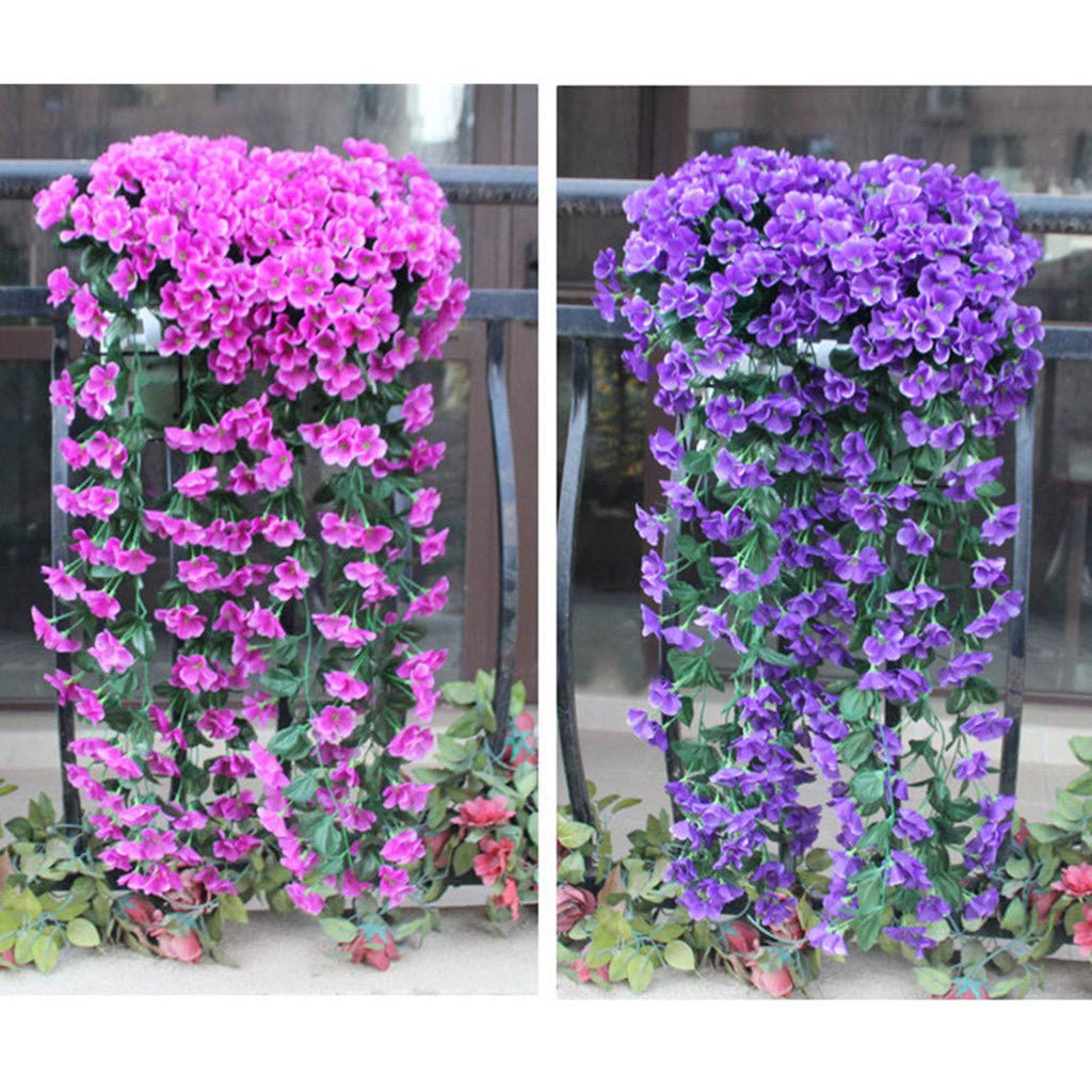 Naiflowers Artificial Flowers, Fake Outdoor UV Resistant Plants Faux Plastic Greenery Shrubs Indoor Outside Hanging Planter Home Kitchen Office Wedding Garden Decor (Blue)