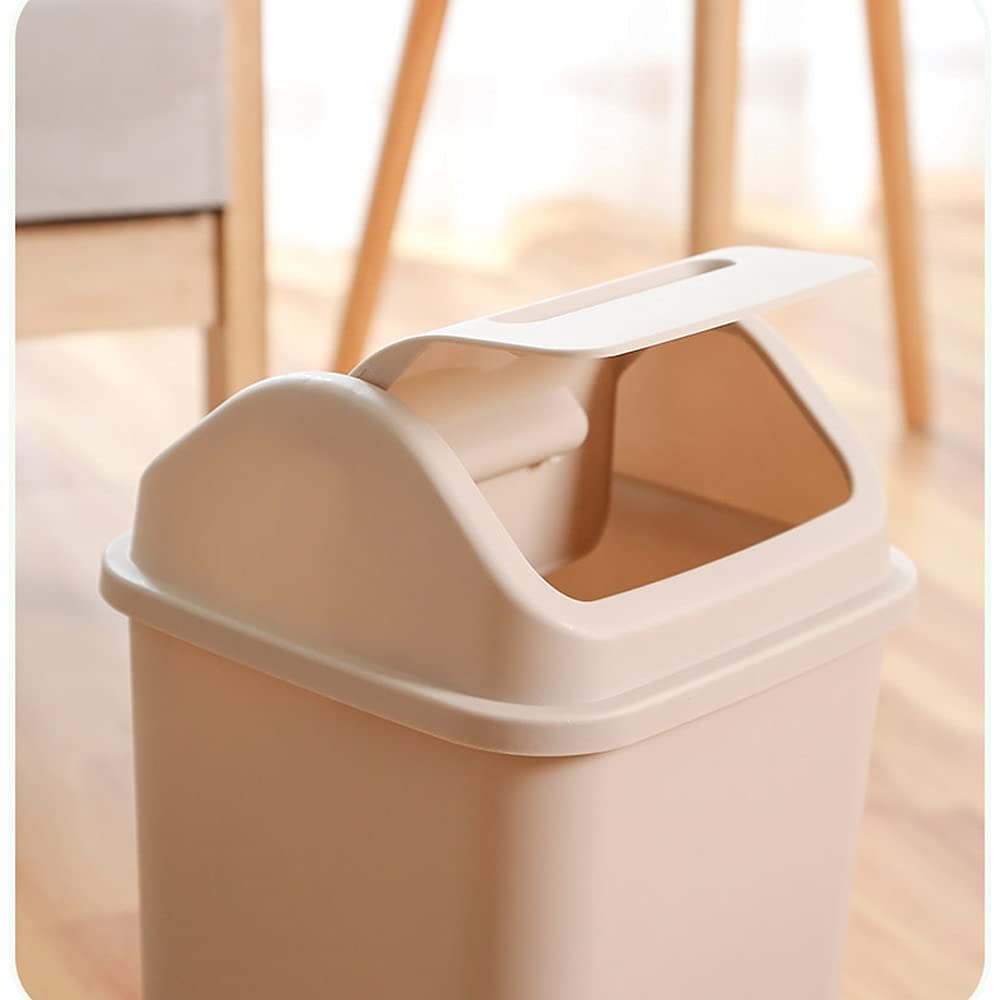 MEGLOB Waste Bins, 1pc Recycle Bin Plastic Trash Can Desktop Trash Can with Lid Small Home Office Clean Trash Can Button Desktop Pink (Size : Medium)