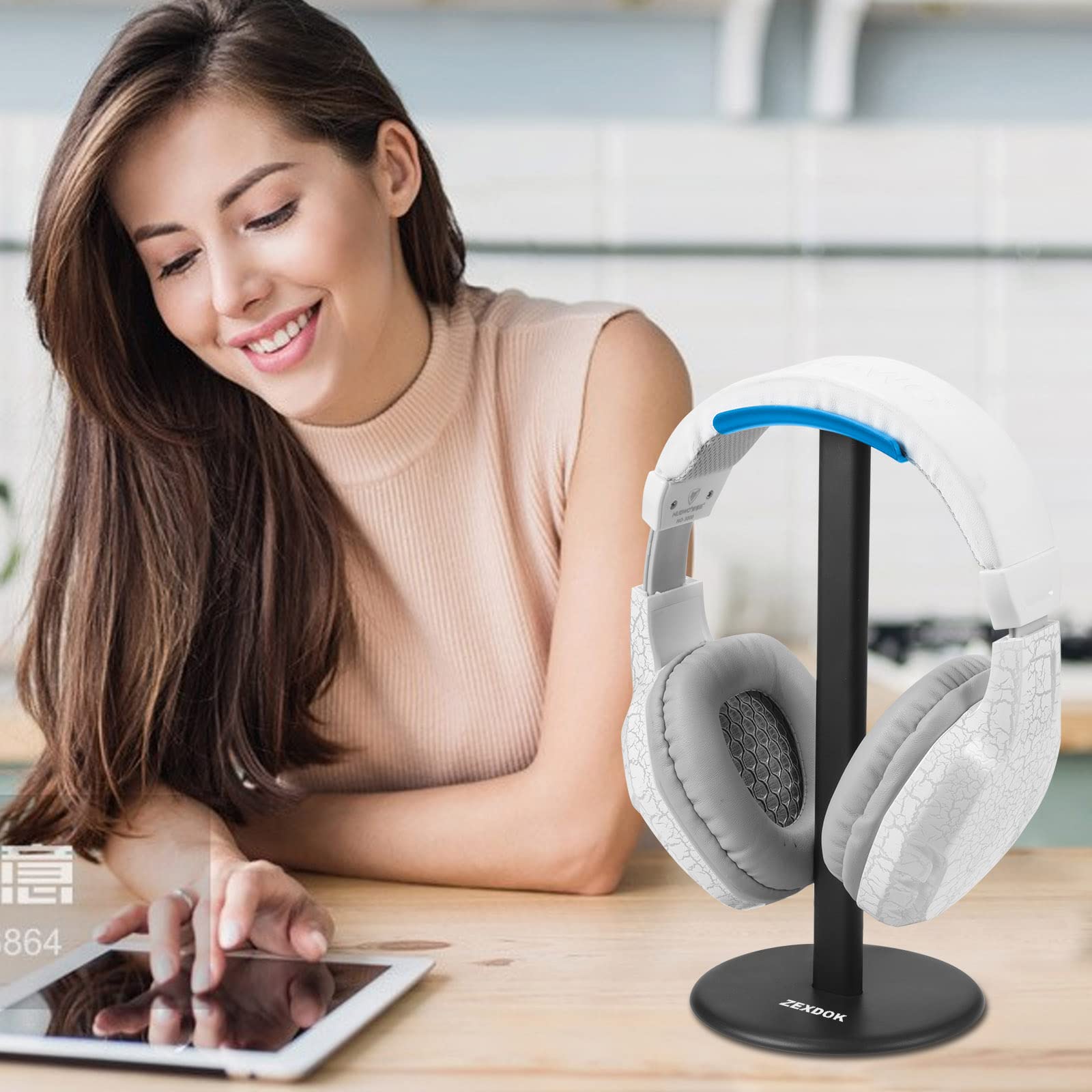 ZEXDOK 𝐇𝐞𝐚𝐝𝐩𝐡𝐨𝐧𝐞 𝐒𝐭𝐚𝐧𝐝 for Desk, Gaming Headset Stand, PC Gaming Headset Stand,Earphone Stand with Non-Slip Pad in Base, Suitable for Gamer Desktop Table Game Earphone Accessories