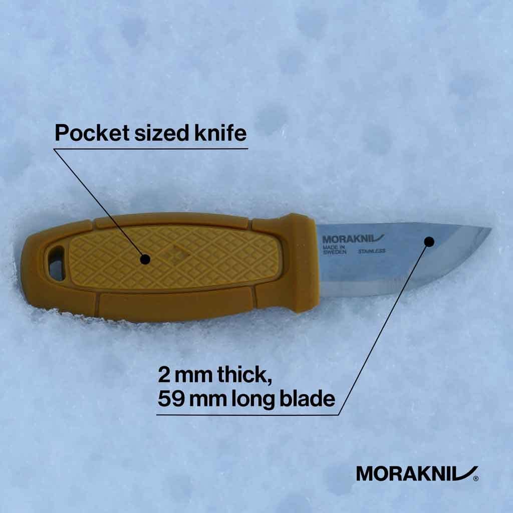 Morakniv Eldris Pocket-Size Fixed-Blade Knife With Stainless Steel Blade and Sheath, 2.2 Inch,Yellow