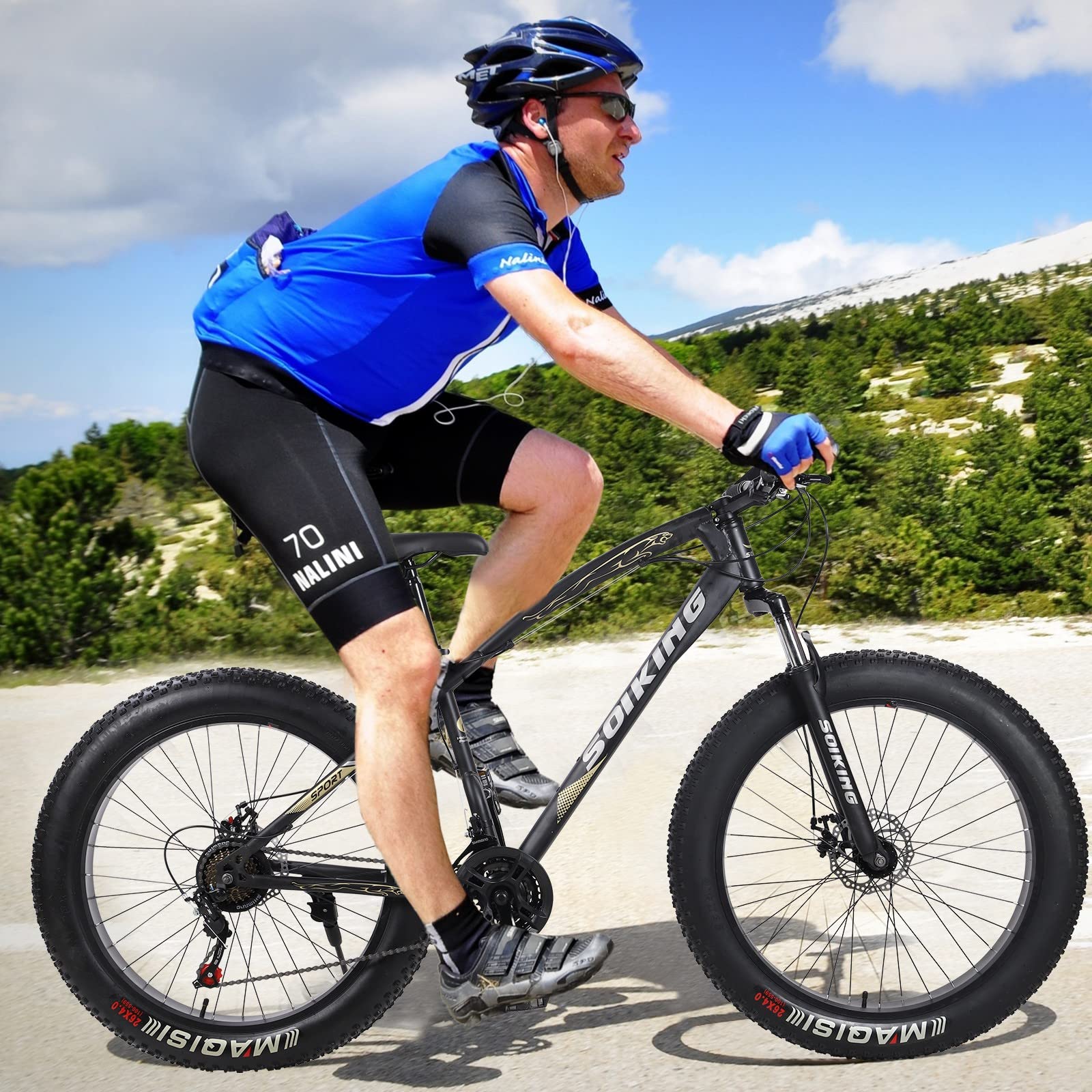 visdron Shogun Bikes Fat Tire Mens Mountain Bike, 17-Inch/Medium High-Tensile Frame Used Bicycles (Black, 581)