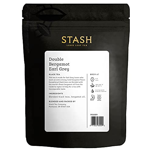Stash Tea Double Bergamot Earl Grey Premium Loose Leaf Black Tea, 3.5 Ounces