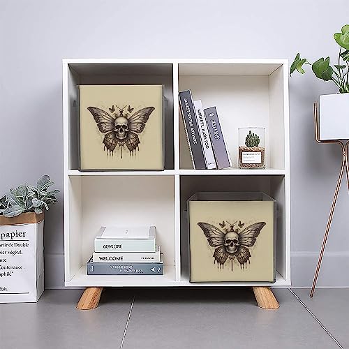 Psychedelic Death's Head Hawk Moth Storage Cubes with Handles Foldable Fabric Bins Organizing Baskets for Shelves Closet