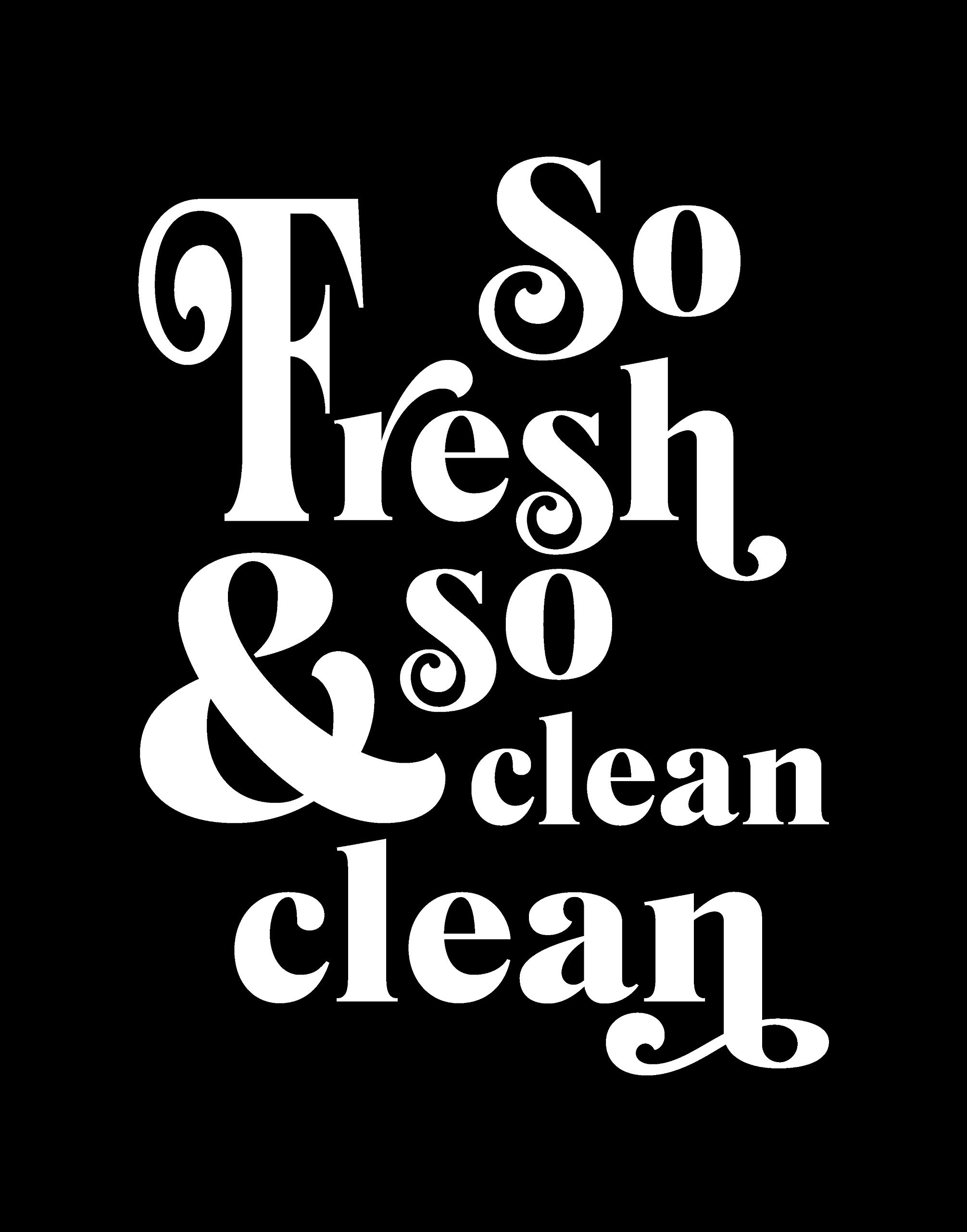 So Fresh And So Clean Clean Wall Art - 11x14" UNFRAMED Print - Black & White Typography Bathroom Wall Decor - Funny Bathroom Decor