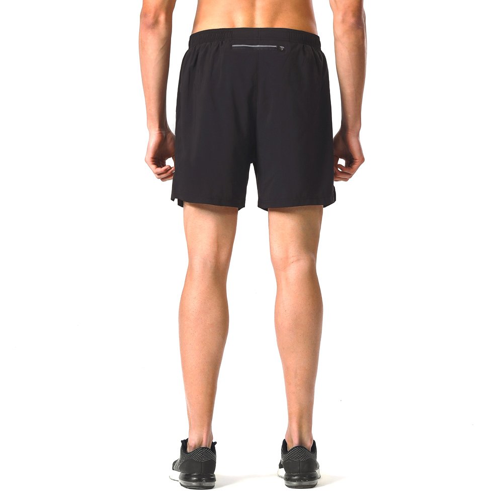 NAVISKIN Men's 5 inch Running Shorts Lightweight Quick Dry Workout Shorts Zipper Pocket Black Size L