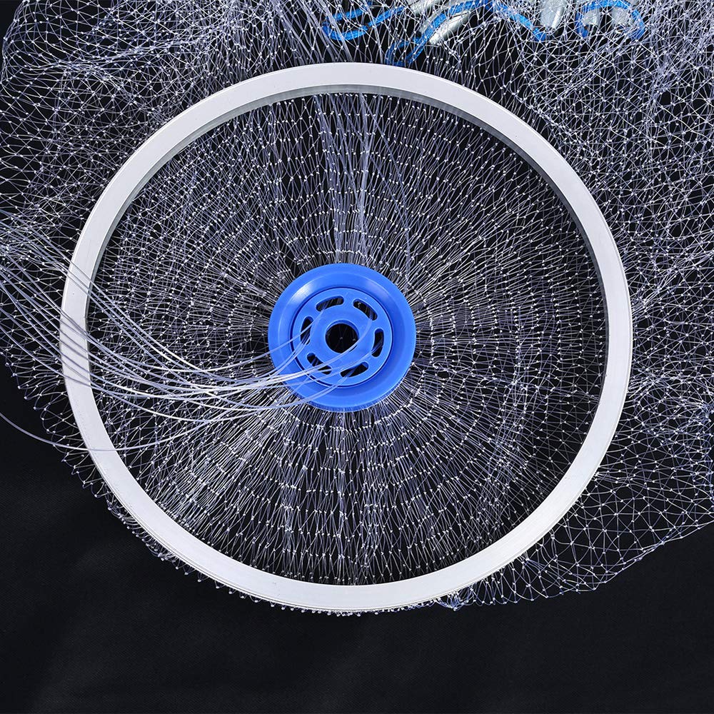 OTOEZ Fishing Cast Nets 3Ft-8Ft Radius Saltwater Fishing Net for Saltwater Freshwater Bait Shrimp Trap Fish Throw Net Nylon/Tire Line 0.47/0.79 Inch Mesh Heavy Duty Sinker (4FT, Nylon Line with Ring)