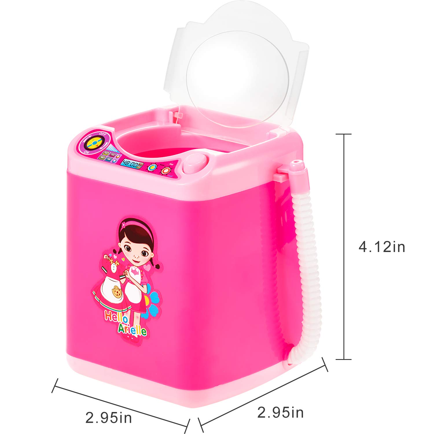 Makeup Washing Machine,2 Pieces Automatic Mini Washing Machine Toy Brushes Cleaner Device,Electronic Powder Puff Deep Clean Machine Washing Tools,Mini Toy(Black and Pink)