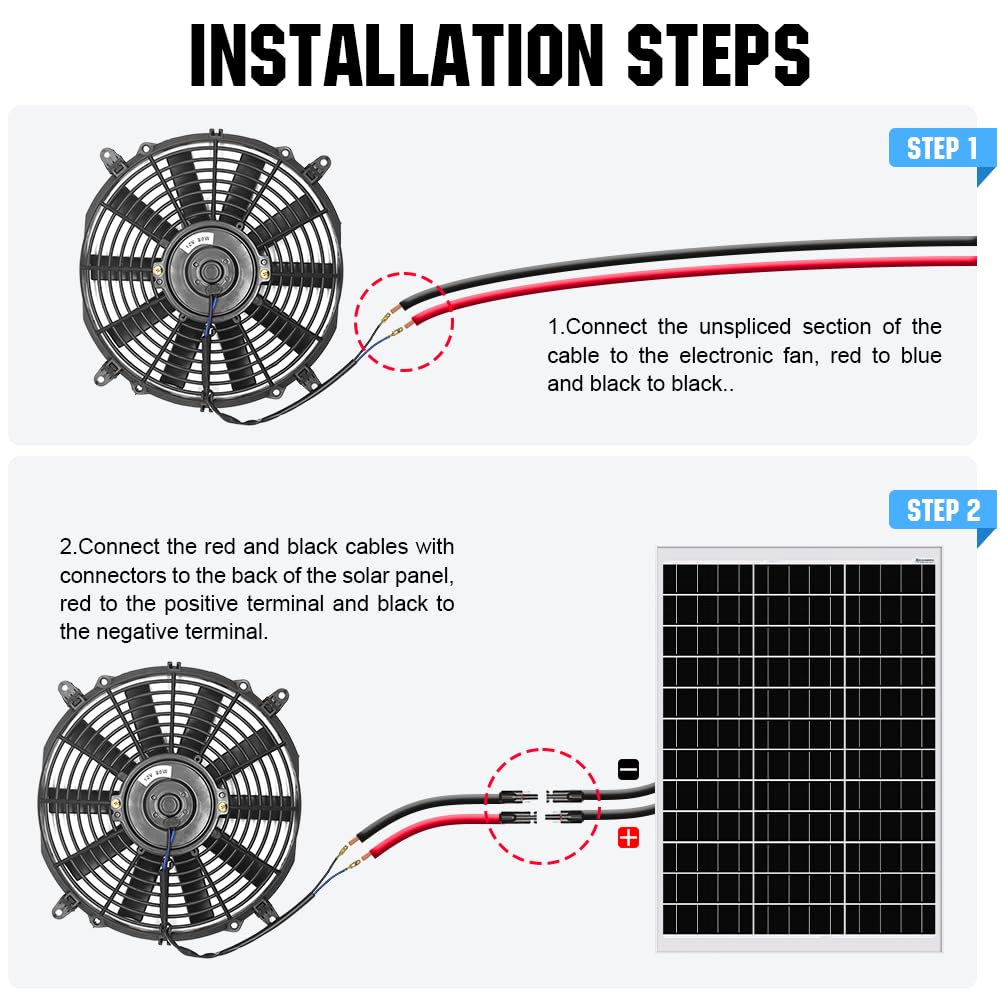 Pumplus 100 Watt Solar Powered Attic Fan System, Ventilator Gable Roof Vent Fan+100W Solar Panel, for Attic or Greenhouse (DELIVERY in 2 Packages)…