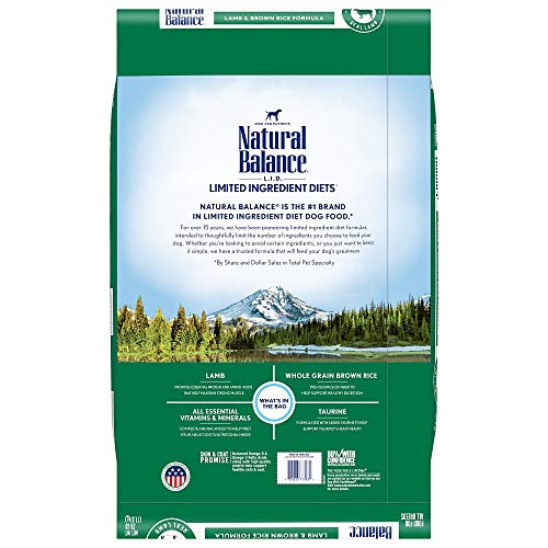 Natural Balance L.I.D. Limited Ingredient Diets Dry Dog Food, Lamb & Brown Rice Formula, 26 Pounds