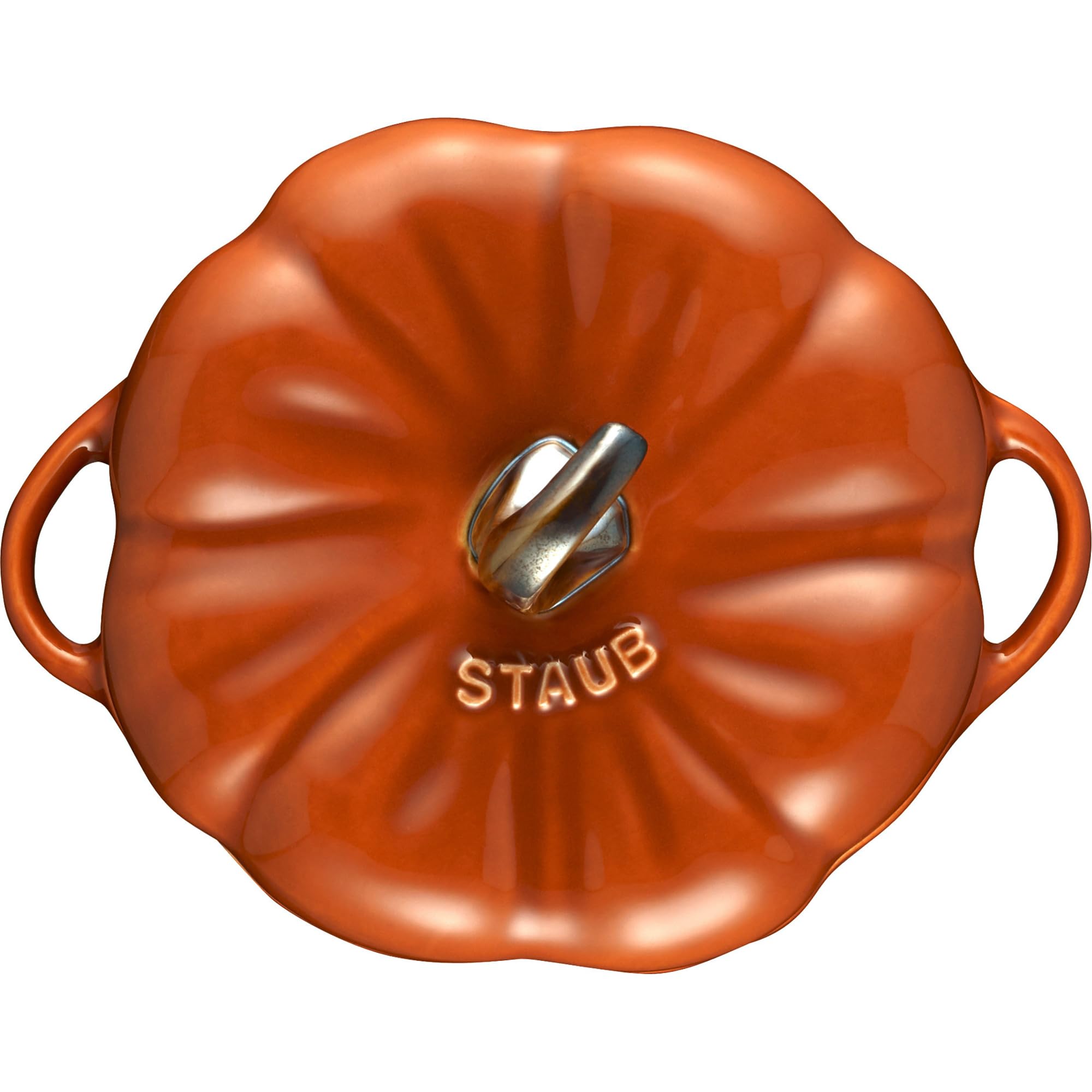 STAUB 0.5-qt Petite Ceramic, Oven & Stove Safe up to 572°F, Pumpkin Dish, Baking , Candy Dish, Burnt Orange