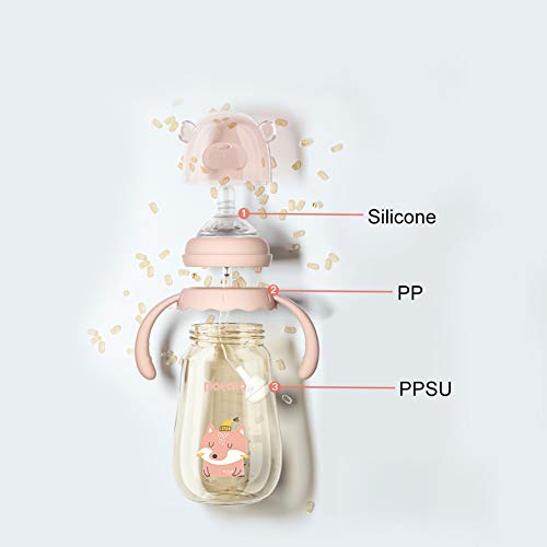 POTATO Baby Bottles PPSU Baby Feeding Bottle 10 oz Anti-Colic Bottles with Silicone Nipples Breastfeeding Bottles for Babies & Toddlers - Pink