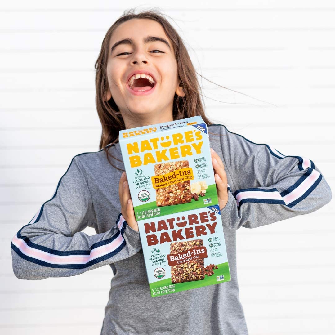 Nature's Bakery Baked-Ins Bars Banana Chocolate Chip, Organic Fruits & Veggies, Vegan, Non-GMO, Organic Snack, 1 box With 6 Packs
