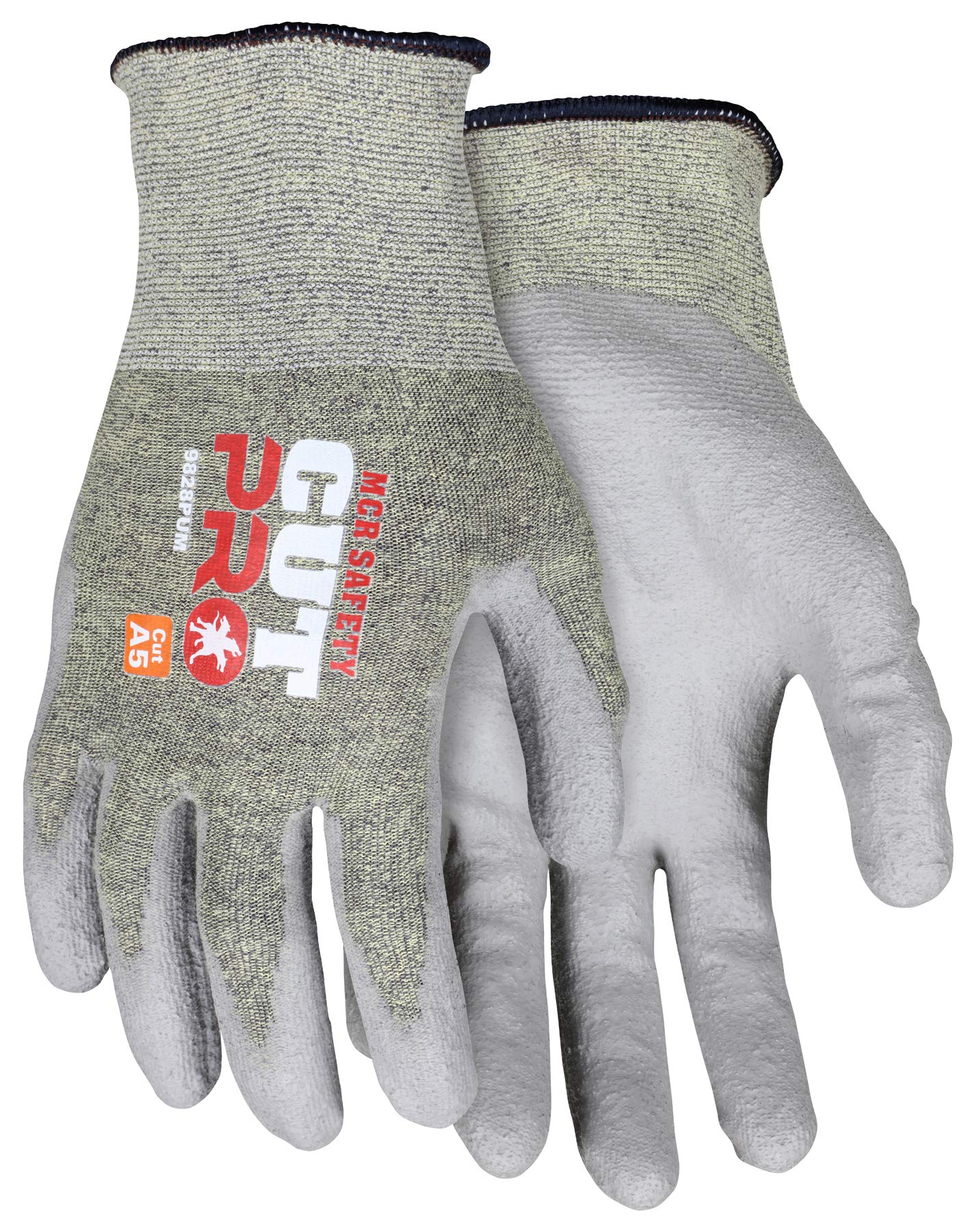 MCR Safety 9828PUL Cut Pro 18 Gauge HyperMax Work Glove, Cut Protection, Polyurethane Coated Palm & Fingertips, Large