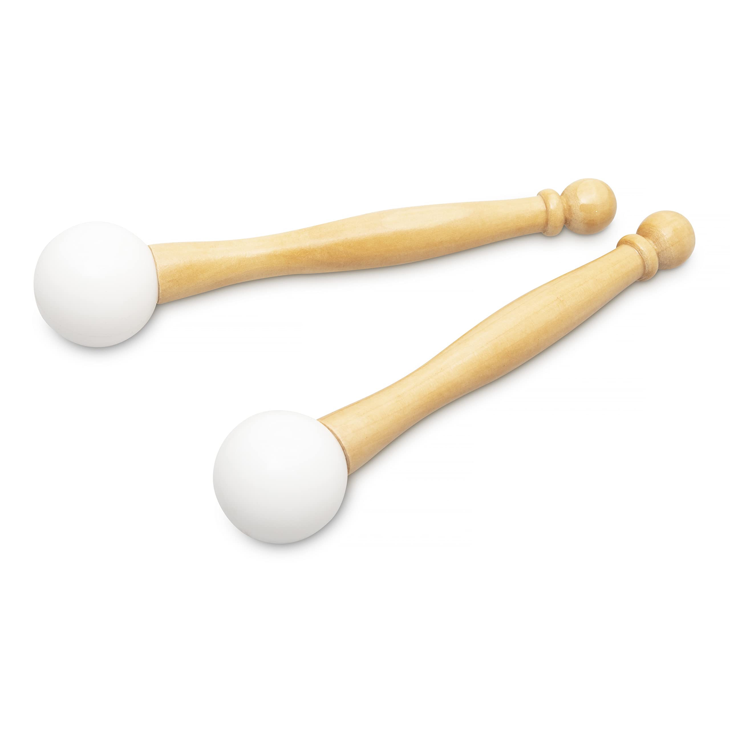 Ronoto River Rubber Mallet 2 Pack - Rubber Ball Striker with Wooden Handle - For Playing Crystal Singing Bowls of Different Sizes