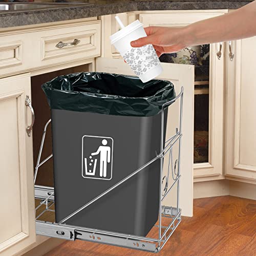 ZVMTTOY Pull Out Trash Can Under Cabinet, Under Sink Garbage Can Pull Out for Kitchen Cabinet Adjustable Trash Can Pull Out Kit Fit for Most 7-10 Gallon Garbage Can (Waste Bin Not Included)-Silver