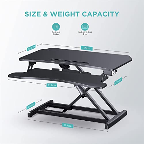 NAHDU Standing Desk Sit Converter Stand-up Lifting Worktable Computer Desk Converter Folding Table Adjustable Height (Color : D, Size : US)