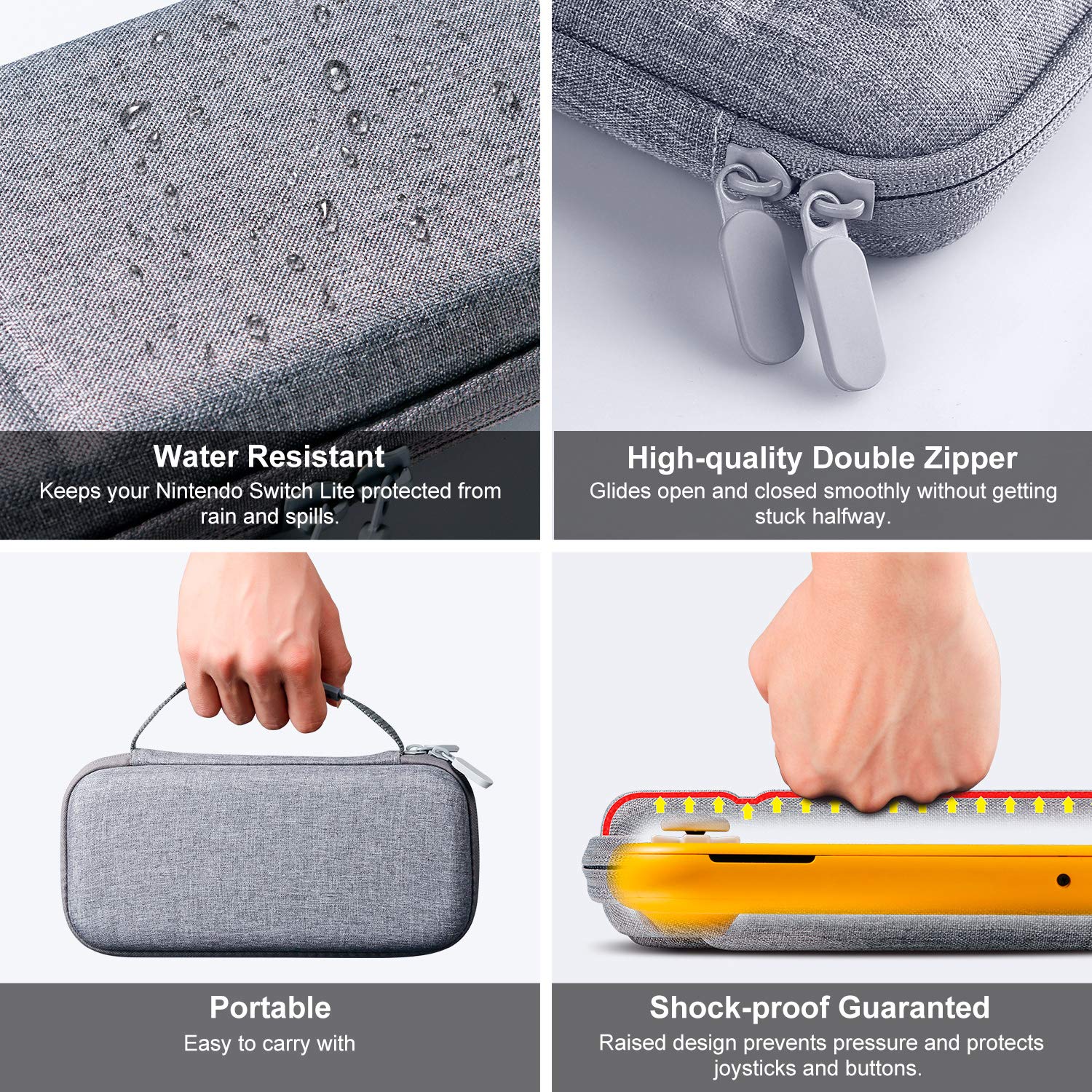 SELPONT do Switch Lite Case with 2 Screen Protectors, Portable Carrying Case for Nintendo Switch Lite 2019, Travel Carry Case with 10 Game Card Holders for Switch Lite, Switch Lite Accessories