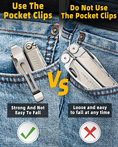 Quick-Release Pocket Clip, Multi-Tool Pocket Clip for Leatherman Wave with Lanyard Ring, Stainless Steel Leatherman Surge Accessories for Charge AL, Charge ALX, Charge Ti and Charge TTii(2 Pack)