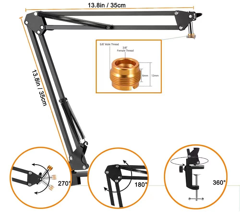 Quadcast Boom Arm - Heavy Duty Adjustable Gaming Microphone Mic Stand Compatible with Hyperx Quadcast S Microphone