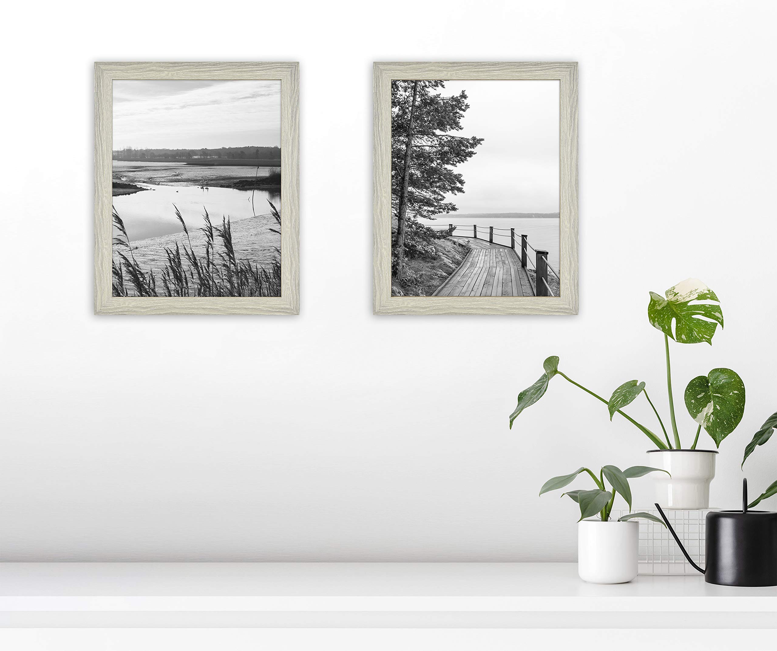 MCS Studio Gallery 11x14 Picture Frame Gray Woodgrain, Rectangle Photo Frame for Photos, Posters & Art Prints (2-Pack)