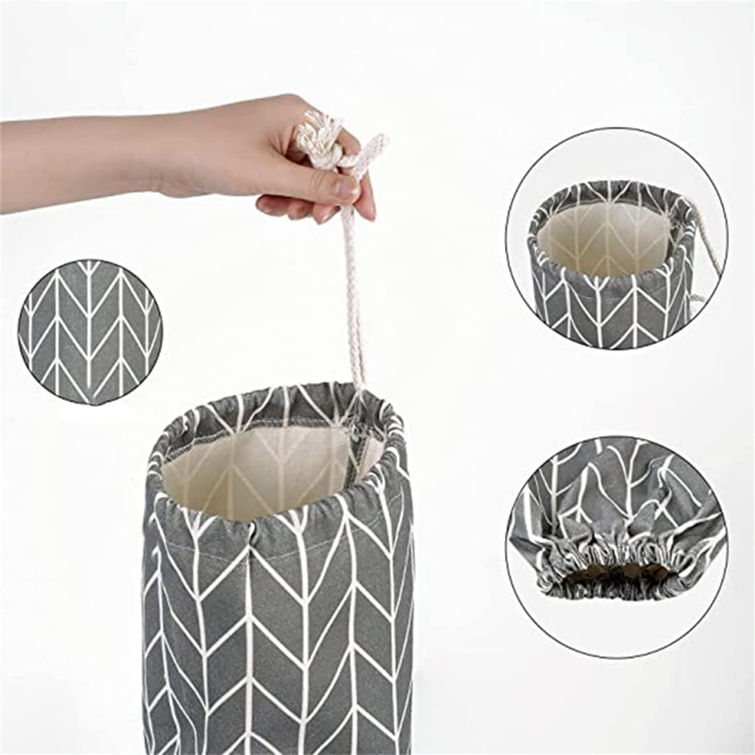 Rydowenna Grocery Bag Holder, Dispenser Hanging Loop Washable Shopping Bag Storage Dispensers for Garbage Bags Organizer Plastic Bag Holder for Grocery Bags
