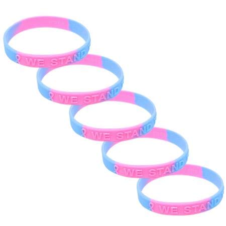 Male Breast Cancer Awareness Silicone Embossed Bracelet 5 Pack