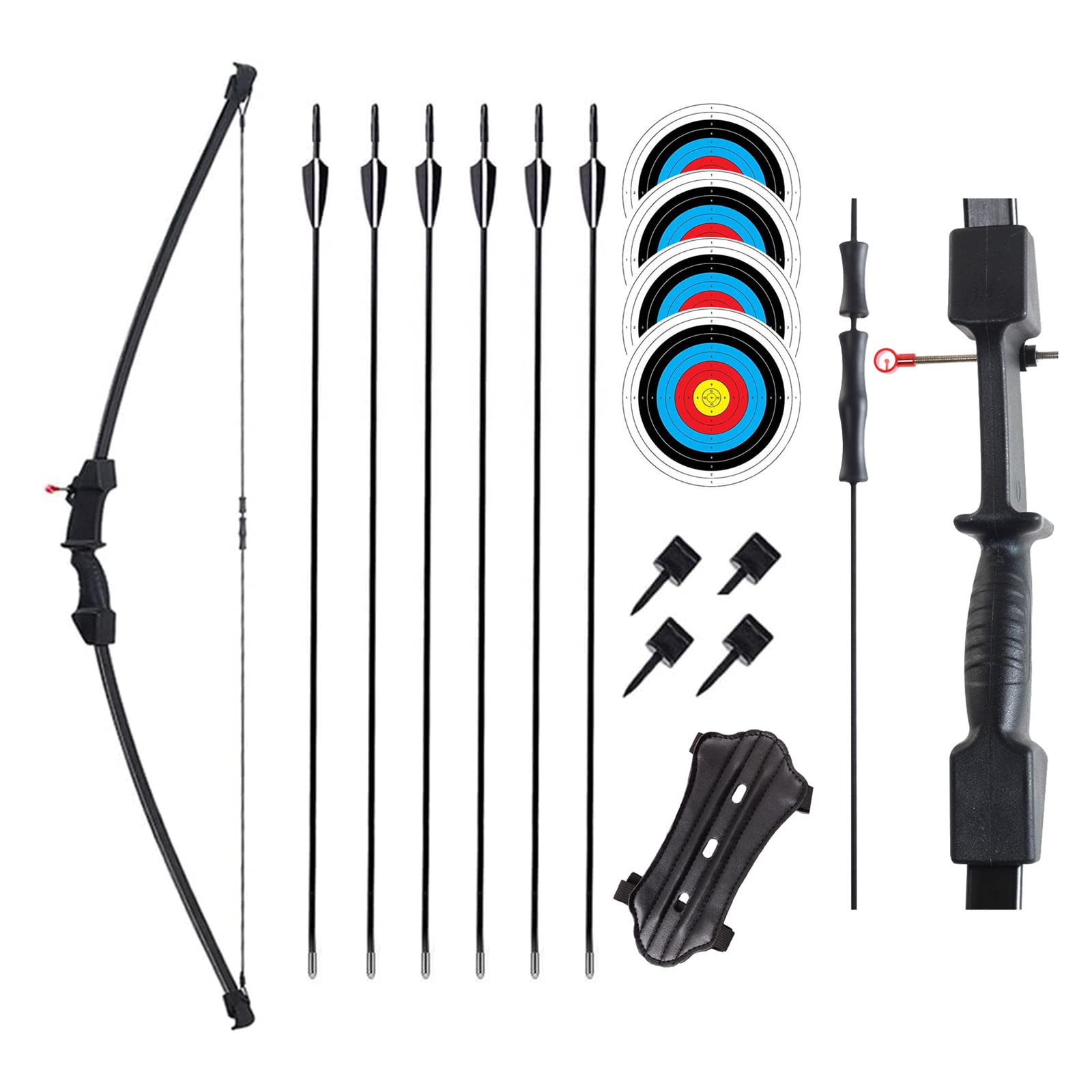 SOPOGER Bow and Arrows Set for Youth Beginner Archery 45" Teens Recurve Bow Kit for Backyard Sport Shooting Training Game Gift with 6 Arrows, 4 Target Face Paper and Pins, Armguard, Sight, 15 Lb